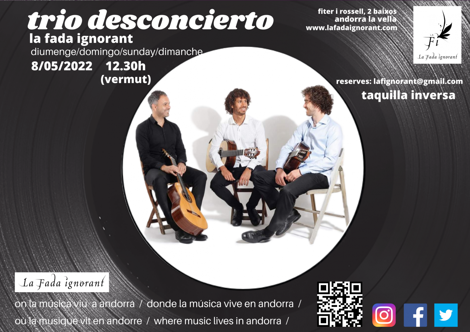 Trio Desconcierto diumenge 8 de maig a les 12.30h (concert vermut) Taquilla Inversa – La Fada ...